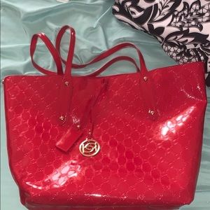 bebe Bags | Metallic Silver Large Tote Satchel | Poshmark